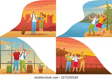 Set 2d Flat Concepts Tourists On Stock Vector (Royalty Free) 1571550169 ...
