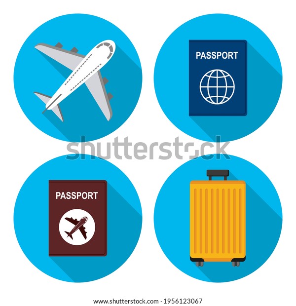 Set 2d Icons Circle Flight Plane Stock Vector (Royalty Free) 1956123067 ...