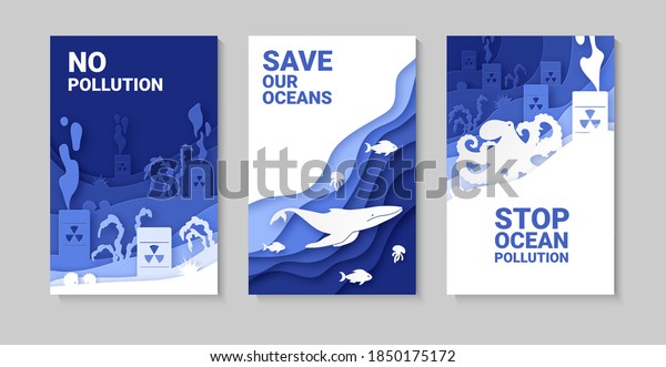 Set 3 Campaign Poster Protect Ocean Stock Vector (Royalty Free ...