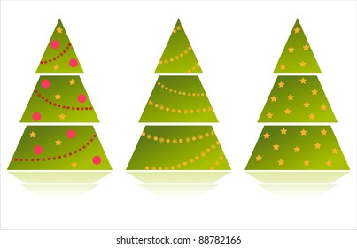 Set 3 Christmas Trees Isolated On Stock Vector (Royalty Free) 88782166 ...