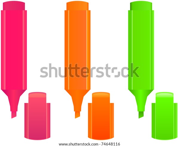 Set 3 Highlighters Different Colors Vector Stock Vector (Royalty Free ...