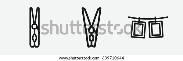 Set 3 Outline Clothesline Icons Stock Vector (Royalty Free) 639710644 ...