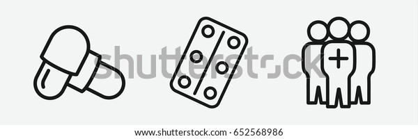 Set 3 Outline Cure Icons Stock Vector (Royalty Free) 652568986 ...