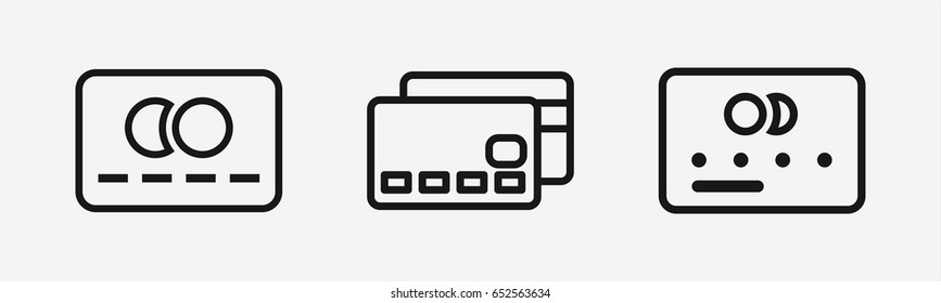 Set 3 Outline Debit Icons Stock Vector (Royalty Free) 652563634 ...