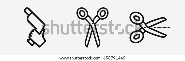 Set 3 Outline Trim Icons Stock Vector (Royalty Free) 658791445 ...