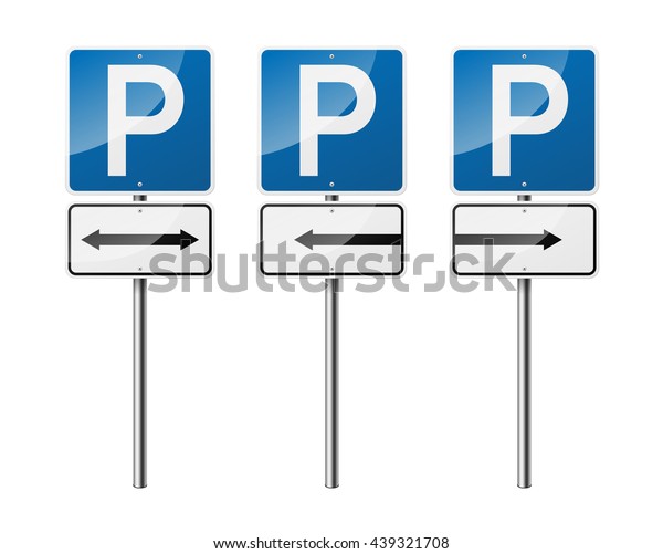 Set 3 Road Signs Isolated On Stock Vector (Royalty Free) 439321708 ...