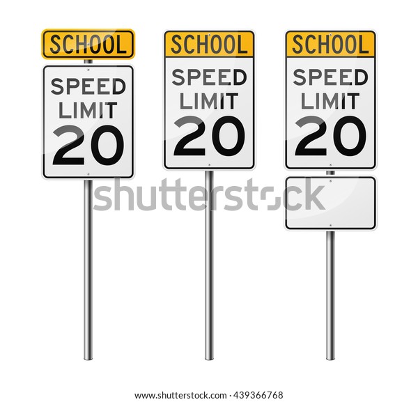 Set 3 Road Signs Isolated On Stock Vector (Royalty Free) 439366768 ...