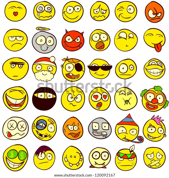 Set 36 Smileys Every Taste Done 库存矢量图（免版税）120092167 | Shutterstock