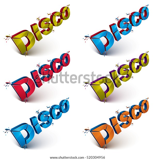 Set 3d Disco Words Broken Into Stock Vector (Royalty Free) 520304956 ...