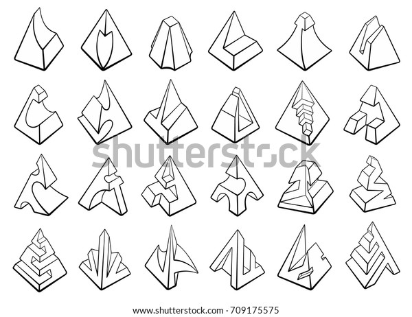 Set 3d Geometric Shapes Pyramid Designs Stock Vector (Royalty Free ...