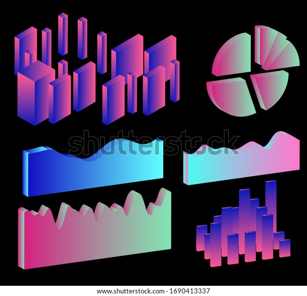 Set 3d Graphs Charts Histograms Plots Stock Vector (Royalty Free ...