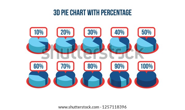 Set 3d Pie Chart Percentage 10 Stock Vector (Royalty Free) 1257118396 ...
