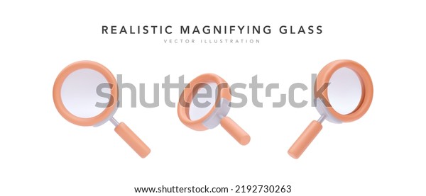 Set 3d Realistic Magnifying Glass Isolated Stock Vector (Royalty Free ...