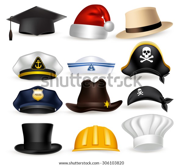 Set 3d Realistic Professional Hats Caps Stock Vector (Royalty Free ...