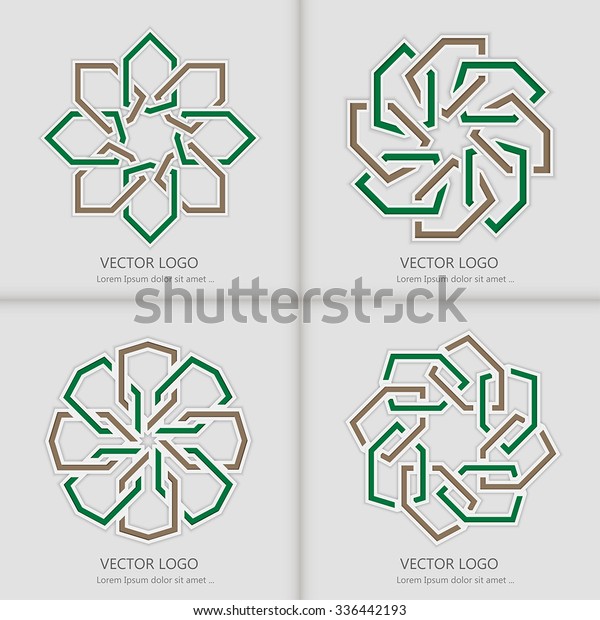 Set 3d Round Geometric Logo Template Stock Vector (Royalty Free) 336442193