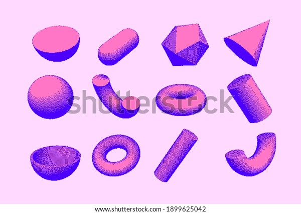 Set 3d Shapes Sphere Hemisphere Torus Stock Vector (Royalty Free ...