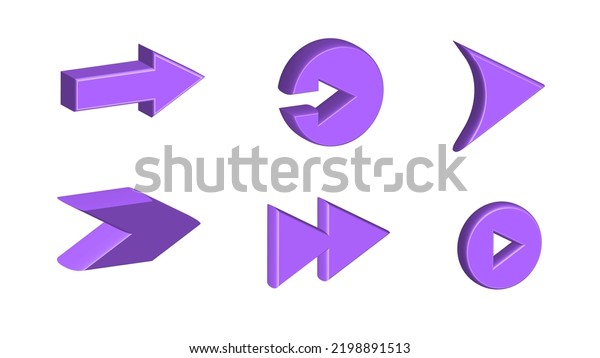 Set 3d Vector Arrows Clipart Web Stock Vector Royalty Free 2198891513