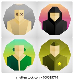 Set 4 Avatars Origami Style Vector Stock Vector (Royalty Free) 709315774