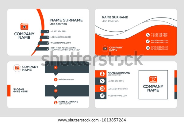 Set 4 Business Card Templates Flat Stock Vector (Royalty Free) 1013857264