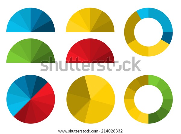 Set 4 Colorful Half Pie Diagrams Stock Vector (Royalty Free) 214028332