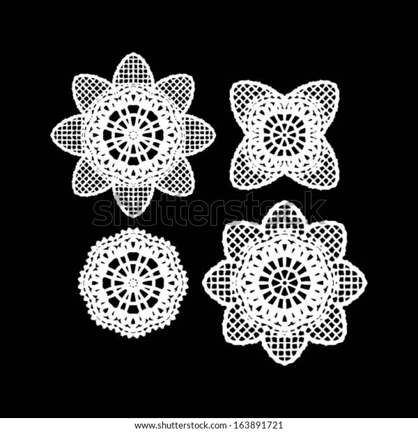 Set 4 Delicate Lace Doily Lace Stock Vector (Royalty Free) 163891721 ...