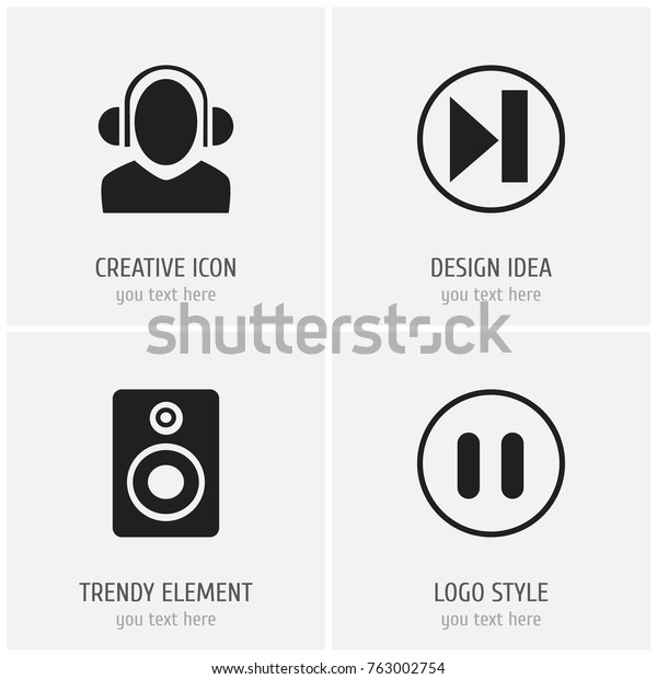 Set 4 Editable Melody Icons Includes Stock Vector (Royalty Free ...