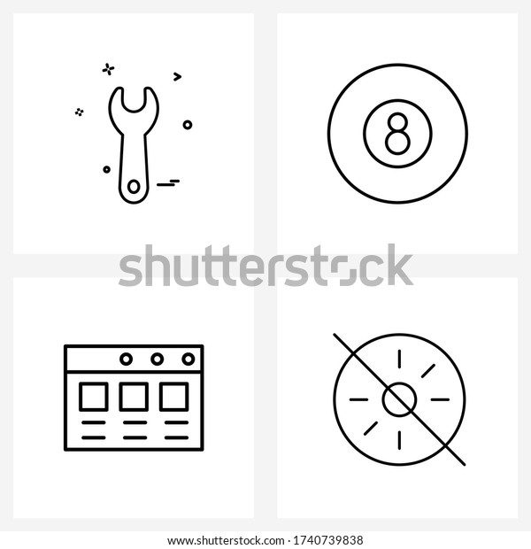 Set 4 Line Icon Signs Symbols Stock Vector (Royalty Free) 1740739838 ...