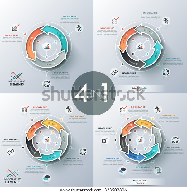 Set 4 Modern Infographics Cycle Templates Stock Vector (Royalty Free ...