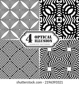 Set 4 Optical Illusion Seamless Pattern Stock Vector (Royalty Free) 2196393321 | Shutterstock