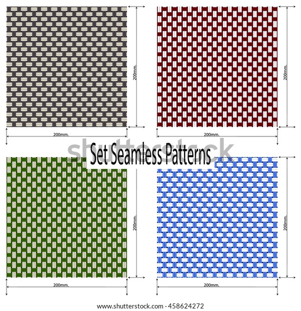 Set 4 Seamless Woven Fabric Patterns Stock Vector (Royalty Free) 458624272