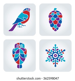 Set 4 Vector Winter Mosaic Icons Stock Vector (Royalty Free) 362598047 ...