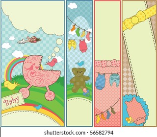 Set 4 Vertical Baby Themed Banners Stock Illustration 59113228 ...
