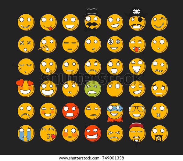 Set 42 Funny Crazy Emoticons Emoji Stock Vector (Royalty Free ...