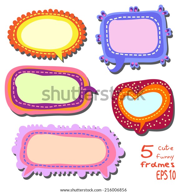 Set 5 Bright Multicolored Labels Cute Stock Vector (Royalty Free) 216006856