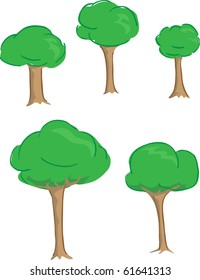 Set 5 Cute Puffy Trees Stock Vector (Royalty Free) 61641313 | Shutterstock