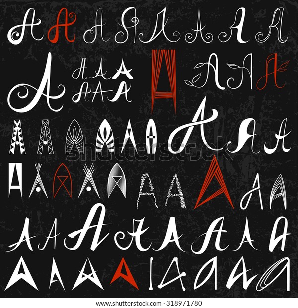 Set 50 Varied Hand Drawing Letters Stock Vector (Royalty Free ...