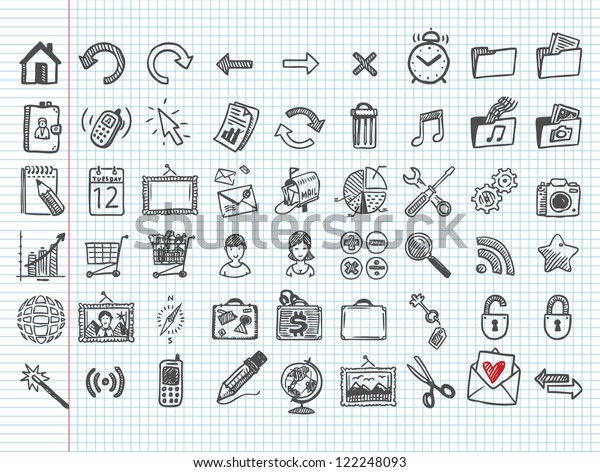 Set 54 Doodle Icons Stock Vector (Royalty Free) 122248093 | Shutterstock Set 54 Doodle Icons Stock Vector (Royalty Free) 122248093 | Shutterstock