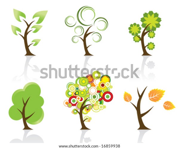 Set 6 Abstract Swirly Trees Stock Vector (Royalty Free) 16859938 ...