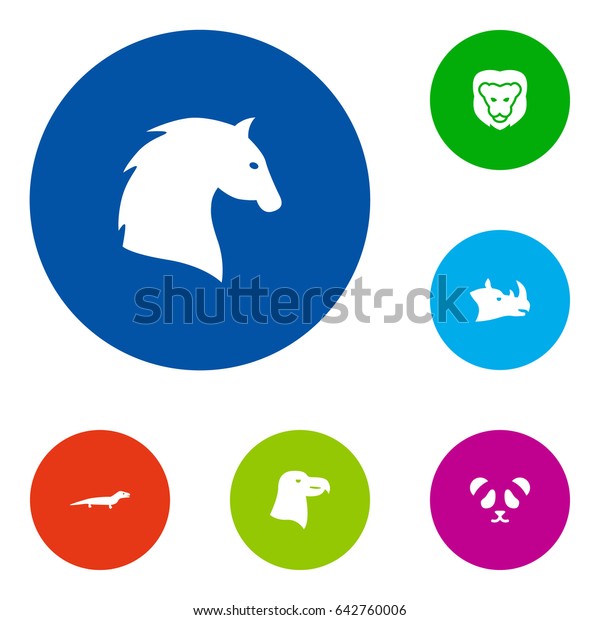 Set 6 Alive Icons Setcollection Bear Stock Vector (Royalty Free ...