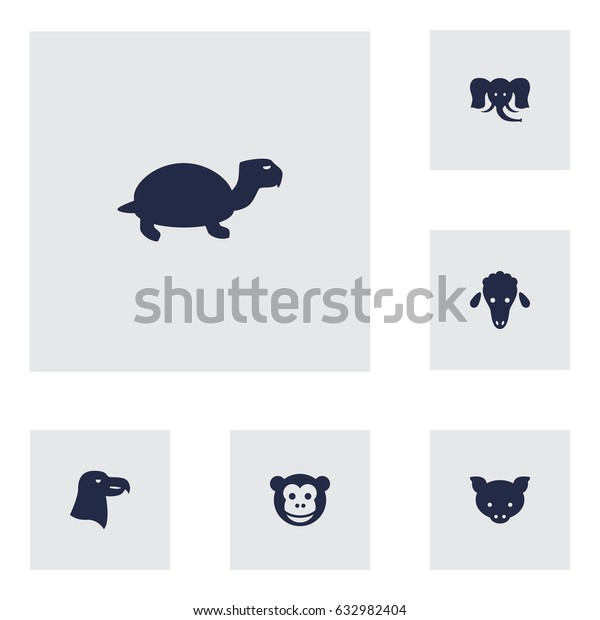 Set 6 Beast Icons Setcollection Trunked Stock Vector (Royalty Free ...