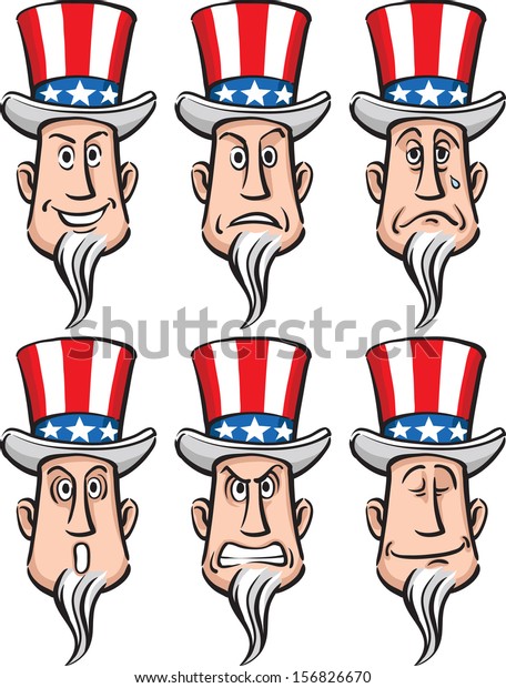 Set 6 Caricature Uncle Sam Caricature Stock Vector (Royalty Free ...