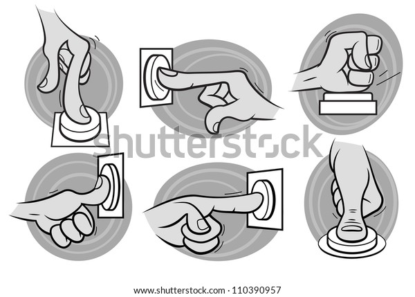 Set 6 Cartoon Style Hands Pushing Stock Vector (Royalty Free) 110390957 ...