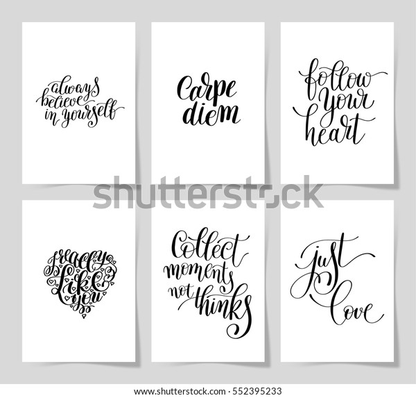 Set 6 Hand Written Lettering Positive Stock Vector (Royalty Free ...