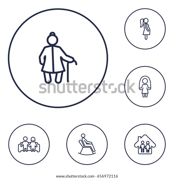 Set 6 Relatives Outline Icons Setcollection Stock Vector (Royalty Free ...