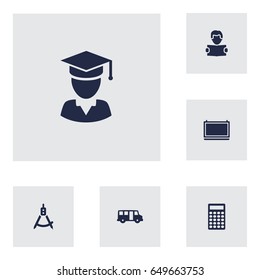 Set 6 Studies Icons Setcollection Blackboard Stock Vector (Royalty Free ...