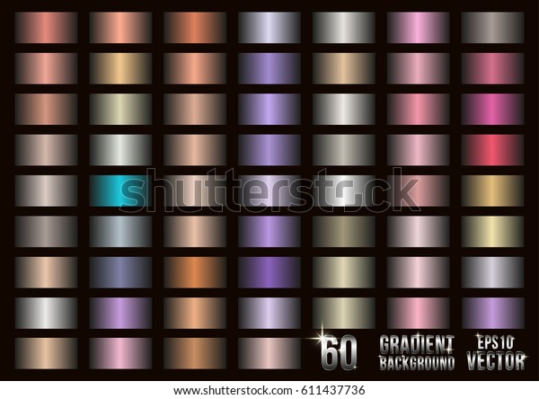 Set 60 Colored Metal Gradients Swatches Stock Vector (Royalty Free ...