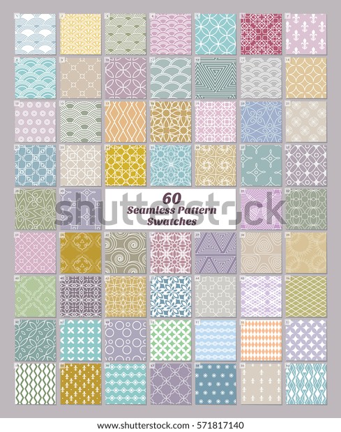 Set 60 Seamless Patterns Swatches Vector Stock Vector (Royalty Free ...