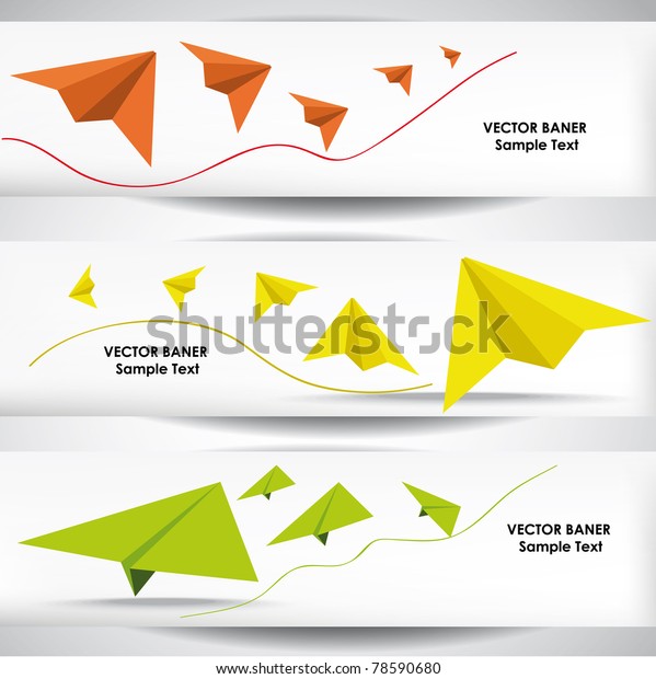 Set 600x160 Paper Plane Banners Stock Vector (Royalty Free) 78590680