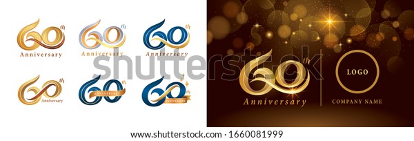 Set 60th Anniversary Logotype Design Sixty Stock Vector (Royalty Free ...