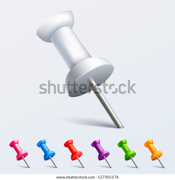 Set 7 3d Realistic Paper Pins Stock Vector (Royalty Free) 127305176